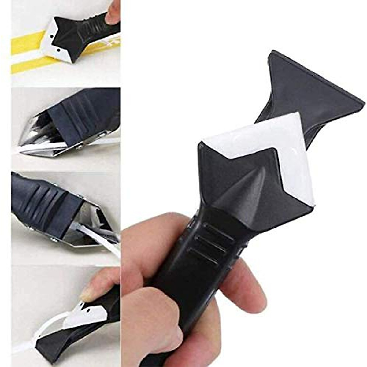 3 in 1 Silicone Caulking Tools, Glass Glue Angle Scraper, stainless steelhead Caulk Remover and Sealant Scraper, For Kitchen Bathroom Window And Frames Sealant Seals (1 Pack)