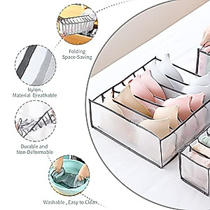 FQkongI Underwear Drawer Organize 6 Piece Foldable Closet Organizer Closet Clothing Dividers and Storage for Bras Socks Underpants Panties and Ties Organization(Grey, 6/7/11)