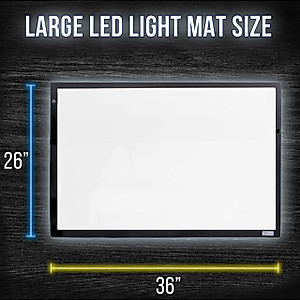 US Art Supply Lightmaster Giant 45-1/4" Diagonal (A1) 26 3/4" x 36 3/4" LED Lightbox Board- 12-Volt Super-Bright Ultra-Thin 3/8" Profile Light Box Pad with 110V AC Power Adapter & Dimmable LED Lamps