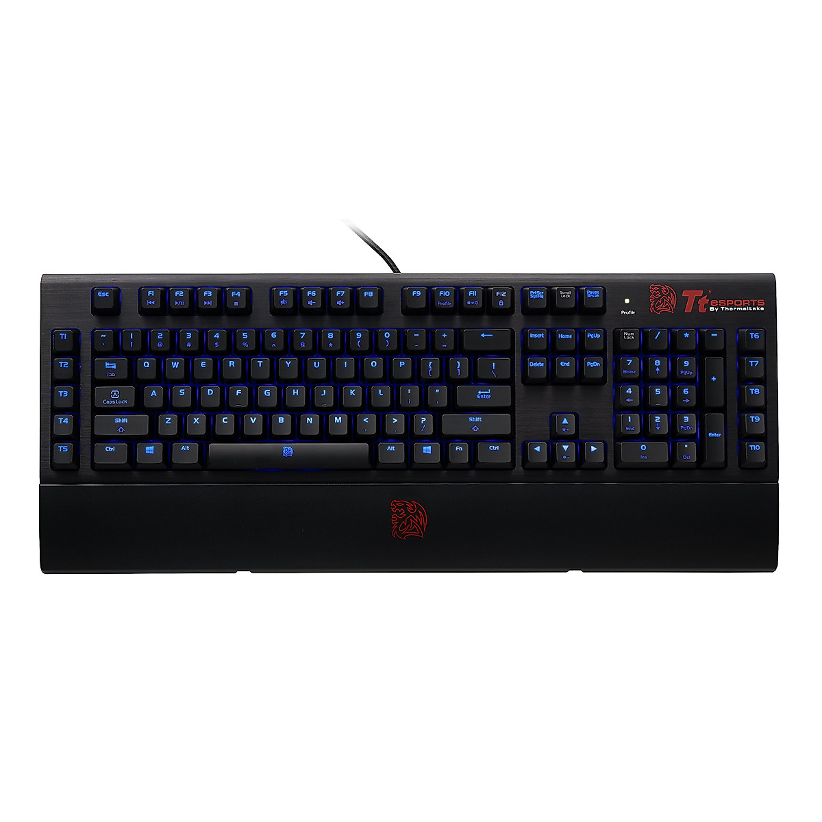 Thermaltake Tt e Sports Poseidon Z Forged Aluminum Faceplate with Built-in USB Port & Sound Card Brown Switches Blue Backlight Mechanical Gaming Keyboard KB-BAZ-KBBLUS-04