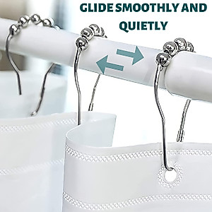 Shower Curtain Hooks - Set of 12 Shower Curtain Rings- Rust Resistant Shower Curtain Rings Stainless Steel Curtain Rings for Bathroom Shower Rod Hangers Silver