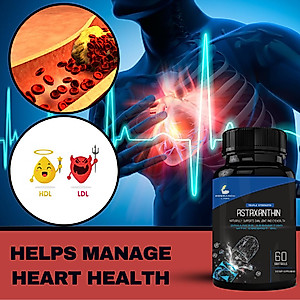 Research Labs Triple Strength Natural Astaxanthin 12mg Softgels + Extra Bottle Organic Coconut Oil for Enhanced Absorption Powerful Antioxidant Supports Eye Joint & Heart Health 120 Total Softgels