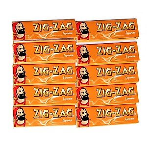 10 booklets x ZIG-ZAG LIQUORICE flavour GUMMED Rolling Paper