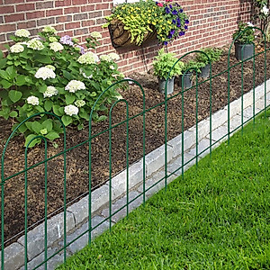 Green Garden Fence Lawn Yard Folding Fence 32 Inch (H) x 10 Feet (L), Pack of 5 Sets,Overall Length 50 Feet(L),Landscape Panel,Patio Fences Flower Bed Section Panel Decorative Fence