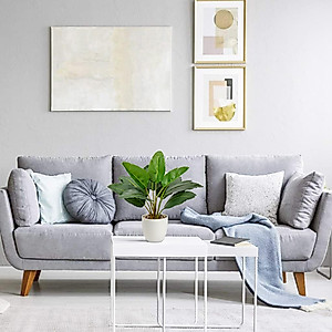 Hollyone Artificial Bird of Paradise Plant in Pot, Fake Palm Tropical Potted Plant 15" Faux Plantain Banana Leaf Plant for Indoor Outdoor Home Desk Office Garden Decoration