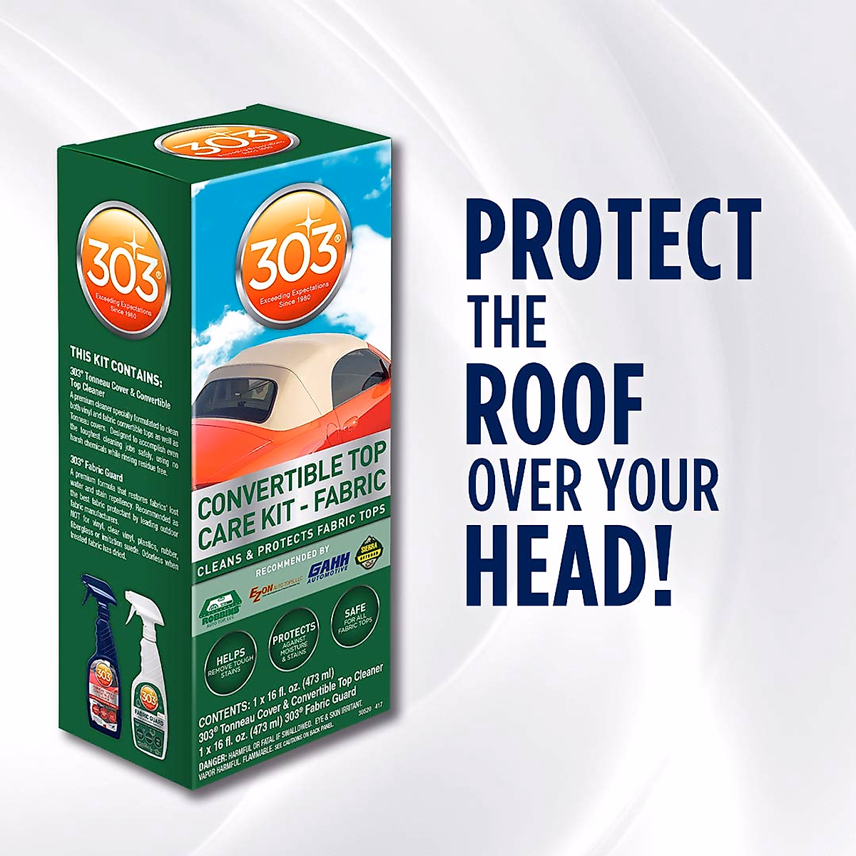 303 Convertible Fabric Top Cleaning and Care Kit - Cleans And Protects Fabric Tops - Includes 303 Tonneau Cover And Convertible Top Cleaner 16 fl. oz. + 303 Fabric Guard 16 fl. oz., (30520)