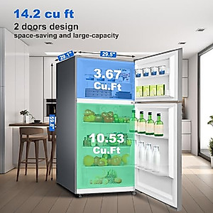 SMETA Top Freezer Refrigerator 30'', Frost Free Fridge 14.2 Cu Ft Refrigerators, Garage, Home, Office, Stainless Steel