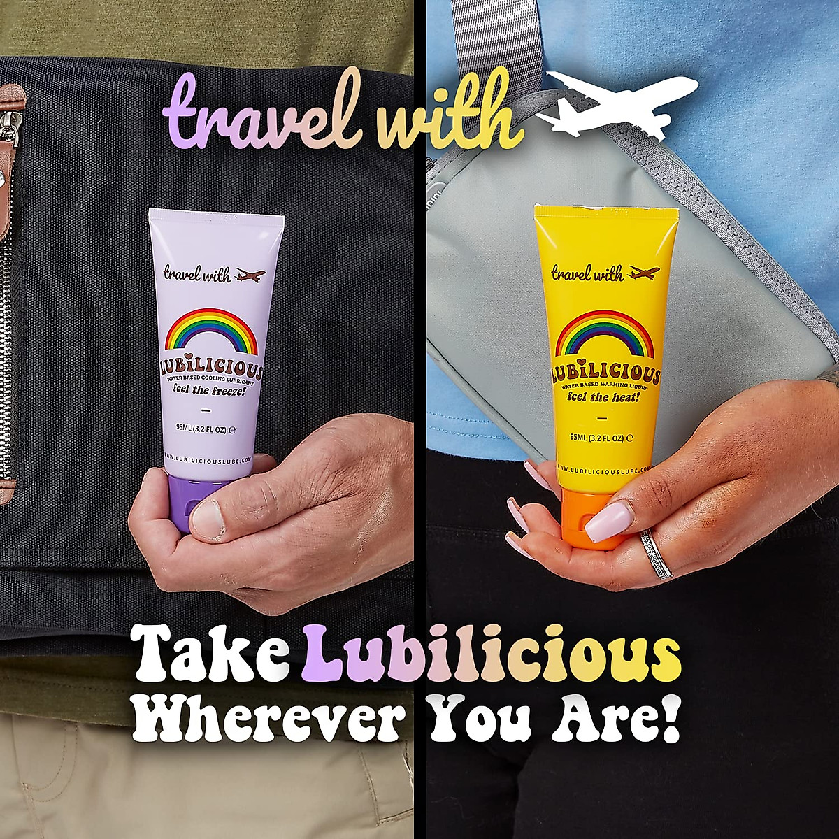 Lubilicious Cooling Lube & Warming Lube Combo Pack - Lube for Couples - Personal Lube for Men & Women - Lube for Couples - Personal Lubricant for him & Lube for Her 6.4 oz