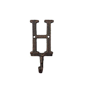Handcrafted Nautical Decor Rustic Copper Cast Iron Letter H Alphabet Wall Hook 6"