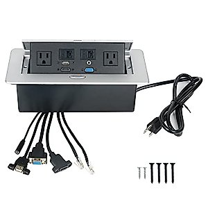 Table Pop Up Outlet, Automatic Pop up Strip Center countertop Socket Recessed Multimedia Strip Socket with USB + Network Connection Box Desktop HDMI for Conference Desk, Office & Hotel