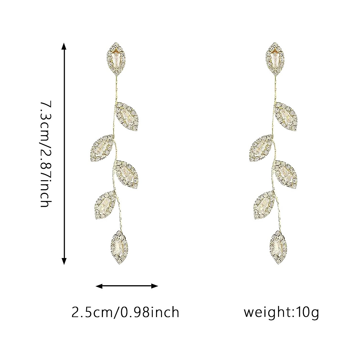 GBAHFY Wedding Dangle Earrings for Brides Bridesmaid, Long Chandelier Tassel Earrings, Leaf Drop Dangle Earrings for Prom Anniversary Valentine's Day Gift (Gold)