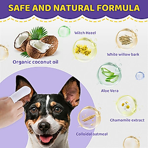 Dog Ear wipes Finger - Ear Finger Wipes for Dogs & Cats - Pet Ear Cleaning Finger Wipes - Sooths & Deodorizes, Prevent Ear Itch & Inflammation – Fresh Coconut Scent, All Natural Ingredients - 60 Count