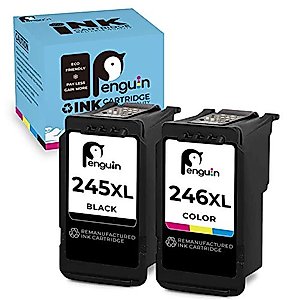 Penguin Remanufactured Printer Ink Cartridge Replacement for Canon Pg-245XL Cl-246XL PG-243 CL-244 245 246 XL Used for PIXMA MG3022 MG2924 TS3322 MG2920 TR4520 MX492 MG2520(1 Black,1 Color) Combo Pack