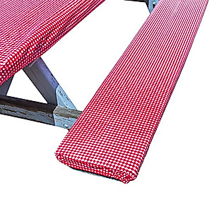 Fitted Vinyl Picnic Tablecloth and Bench Covers for 6 Foot Tables | Ideal for Outdoor Dining, Camping, RVs