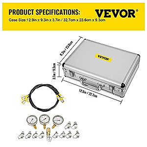 VEVOR Hydraulic Pressure Test Kit, 25/40/60Mpa/11Couplings, Excavator Parts Hydraulic Tester Coupling Hydraulic Pressure Gauge Kit for Excavator Construction Machinery