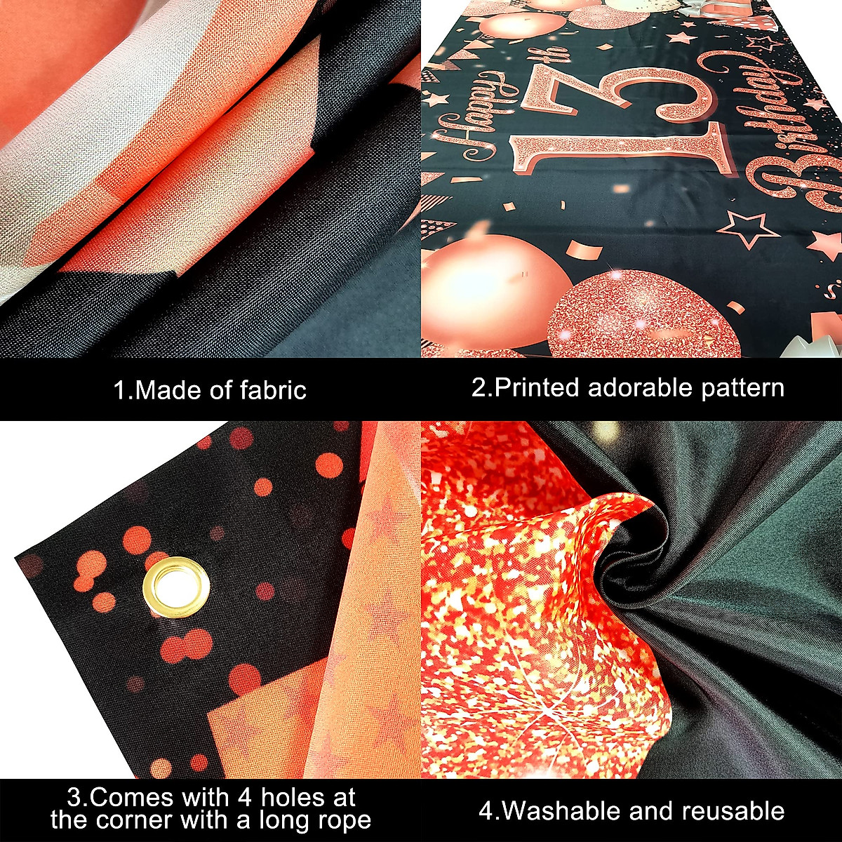 KatchOn Rose Gold Happy 13th Birthday Banner - XtraLarge, 72x44 Inch | Rose Gold and Black Happy 13th Birthday Decorations for Girls | Official Teenager Banner, 13 Year Old Birthday Supplies