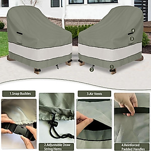 Outdoor Adirondack Chair Cover 2 Pack,Waterproof 100% Patio Chair Covers,30W x 34 D x 36 H inches,Patio Adirondack Chair Cover for Outdoor Chair -Grayish Green