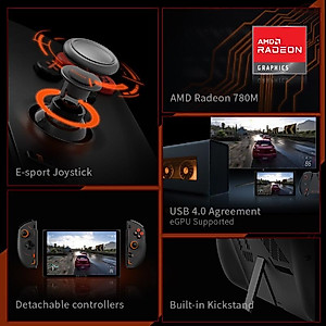 Oushedi ONEXPLAYER 2 Pro AMD R7-7840U PC Game Console Removable Handle 5 in 1 Laptop Tablet 8.4 Inch 2.5K IPS Screen Windows11 Computer (32G+2TB, Ore Black)