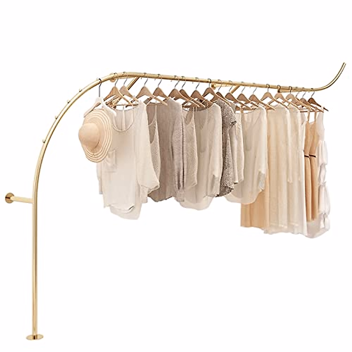 HIYOUGO Heavy Duty Clothing Rack for Boutiques - 200 lbs Capacity Metal Wall Mounted Display - Creative S Shape Design for Shirts and Garments - Ideal for Retail Stores and Commercial Use