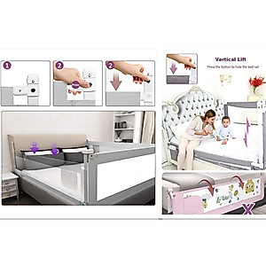 U/D 3 Sides Bed Rail for Toddlers Extra Long for Queen Size Baby Infants Safety Bed Rails Guard 200cm(2sides)+150cm(1side)