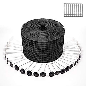 flybold Solar Panel Bird Guard for Roof Panels - PVC Coated Wire Mesh Critter Guard - 6in X 100ft Galvanized Steel Roll Kit - Solar Panel Snow Guards with 80 Fastener Wire Mesh Clips