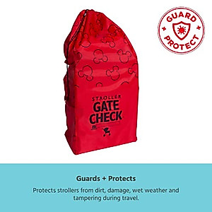 Disney Baby by J.L. Childress Gate Check Bag for Single & Double Strollers - Single & Double Stroller Travel Bag - Large Stroller Travel Bag for Airplane - Air Travel Stroller Bag - Red, Mickey Mouse