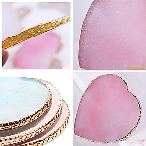 SUKPSY Resin Nail Art Plate Palette,Makeup Palettes,Gel Polish Color Mixing Plate Drawing Painting Color Palette,Golden Edge Heart Shaped Nail Art Display Holder