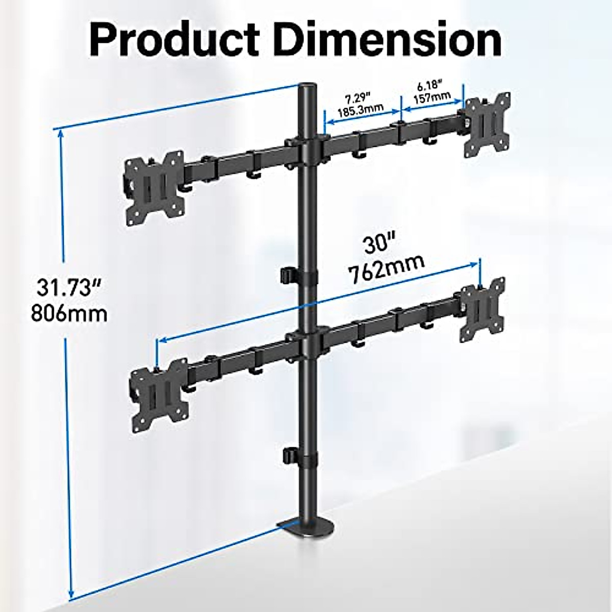 MOUNTUP Quad Monitor Stand, 4 Monitor Desk Mount for 13 to 32 inch Computer Screens + Ultrawide Single Monitor Arm for Max 35 Inch Screen