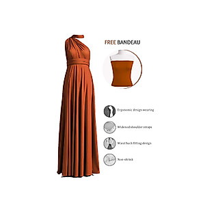 72styles Bridesmaid Dress Convertible Maxi Dress, Elegant Infinity Multiway Long Dress Evening Formal Evening Prom Gown Dress Burnt Orange