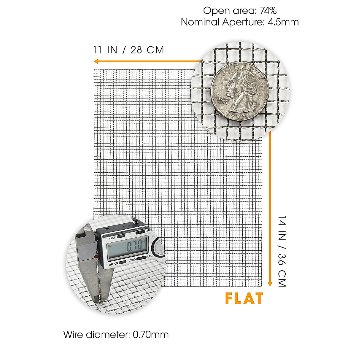 1 PC 11”X14” (28cmX36cm) Wire Mesh 5 Mesh, Sturdy Metal Mesh Sheets for DIY Projects 304 Stainless Steel No Rust Mesh Screen