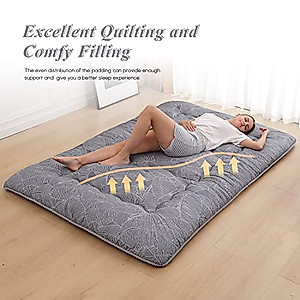 XICIKIN Japanese Floor Mattress, Futon Mattress Foldable , Roll Up Tatami Mat with Washable Cover, Easy to Store and Portable for Camping, Feather, Twin Full Queen