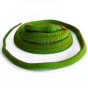 BOHS Elastic Rubber Green Snake- Stretch & Swing - Easy Camouflage - Prank Toy Scary Fake Lifelike Animal Model - 130 CM / 4.2 Feet