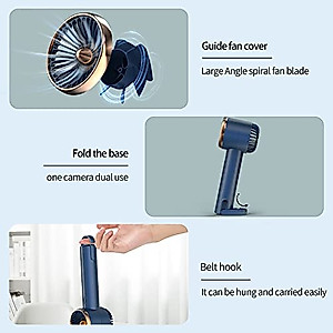 Handheld Fan, Mini Portable Fan USB Rechargeable with Hanging Hook, 3 Speeds, 3000mAh Personal Desk Turbo Fans, Small Pocket Fan for Indoor Outdoor Travel