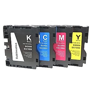 VC Sublimation Ink Cartridge Compatible for Sawgrass Virtuoso SG500 SG1000 Printer (1Black, 1 Cyan, 1 Magenta, 1 Yellow, 4-Pack, with Latest Upgrade Chips Version 3.3)