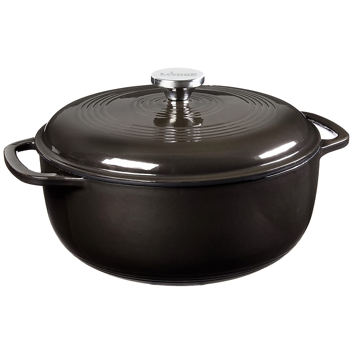 Lodge Manufacturing Company EC6D18 Enameled Dutch Oven, 6 qt, Midnight Chrome & Seasoned Cast Iron Care Kit