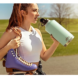 Hydrapeak 72 oz Large Insulated Water Bottle, Leak Proof Water Bottle for Hot & Cold Liquid, 72oz Water Bottles, Water Jug, Stainless Steel (Seashell)