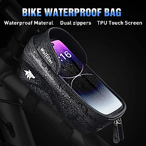 WOLFILIST Bike Bag - Waterproof Bike Frame Bag with Sun-Visor Rain Cover, Bike Phone Holder with TPU Sensitive Touch Screen, Handlebar Bag Bicycle Accessories