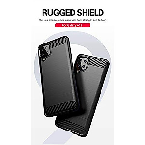 Samsung A12 Case,Galaxy A12 Case,with HD Screen Protector,Shock-Absorption Flexible TPU Bumper Cove Soft Rubber Protective Case for Samsung Galaxy A12 (Black Brushed TPU)