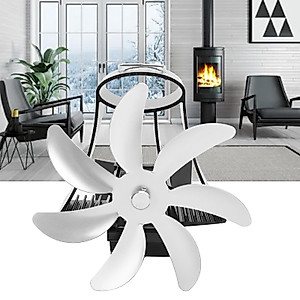 Wood Stove Fan 7 Blade Heat Powered Silent Motors Magnetic Wall Mount (Silver)