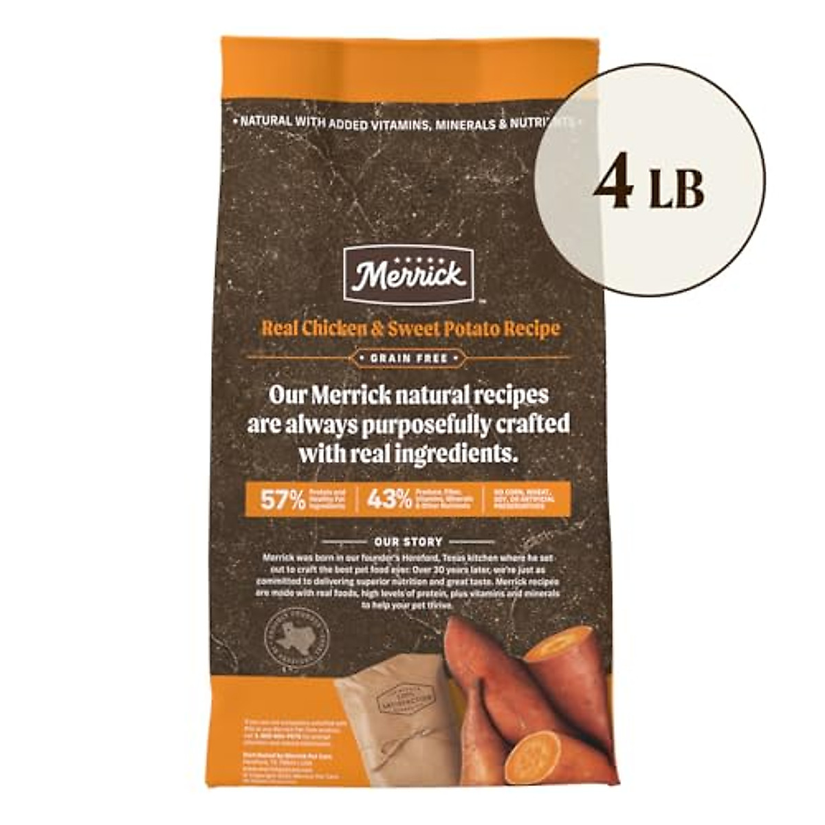 Merrick Premium Grain Free Dry Adult Dog Food, Wholesome And Natural Kibble With Real Chicken And Sweet Potato - 4.0 lb. Bag