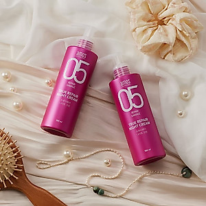 AMOS PROFESSIONAL True Repair Night Cream 6fl oz (180ml) | Intensive Nourishing Leave-In Conditioner for Dry & Damaged Hair | Anti-Frizz, Hydration and Nutrition No Wash & Leave-In Conditioner | Korean Leave-In Conditioner