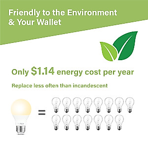 Sigalux LED Light Bulbs 60 Watt Equivalent A19 Standard Light Bulbs 2700K, Non-Dimmable Energy Efficient 9.5W LED Soft White Light Bulb with E26 Medium Base, 800 Lumens, UL Listed, 16 Pack