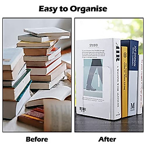 8 Pcs Clear Book Stoppers, Acrylic Book Ends for Book Shelves, Non-Slip Bookracks, Book Holder for School Supplies Library Office, Desktop Organizer for Bedroom Decoration Gift, 17.5×12×12 cm