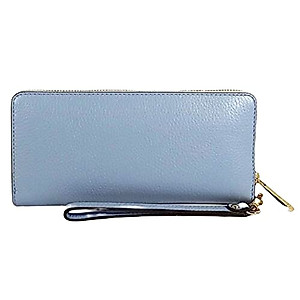 Michael Kors Jet Set Travel Continental Zip Around Leather Wallet Wristlet (Pale Blue)
