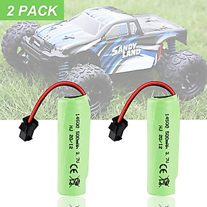 FPVERA Rc Car Battery - 2 Pack 500mah Batteries 3.7V Li-ion Rechargeable for Double Sided Rc Stunt Car RC Trucks Small RC Boat Remote Control Toy Cars E35 DE38 DE40 DE50 with USB