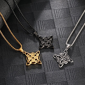 NIGHTCRUZ Witches Knot Necklace, Celtic Knot Pendant with Triquetra Trinity
