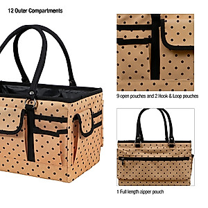 SINGER Storage Collapsible Tote Caddy, Sewing & Craft Storage, Polka Dot Print