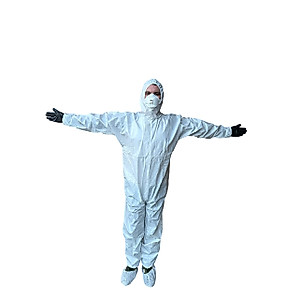 keebomed Hazmat suit, Chemical Protective Coverall, Category III, Type A, Microporous,Hood, Elastic Wrists and Ankles, Zipper (M)