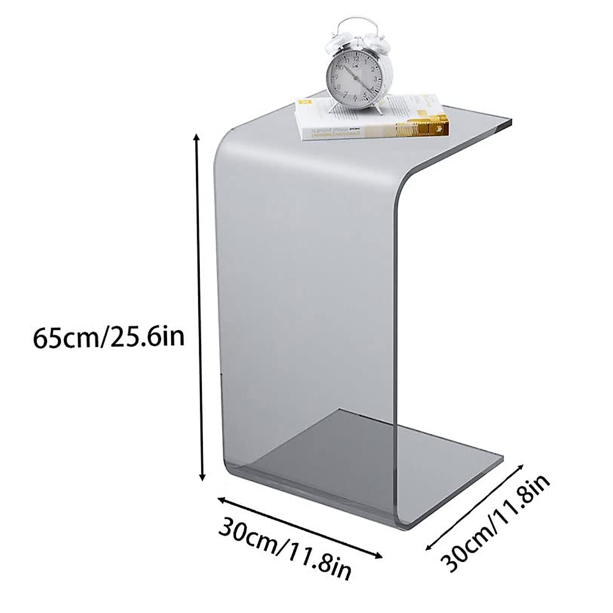 VLUOO Acrylic C Table,Multipurpose Clear Side Table Laptop End Table,Acrylic C Shape Side Table for Bedroom,Living Room and Patio|11.8 * 11.8 * 25.6IN