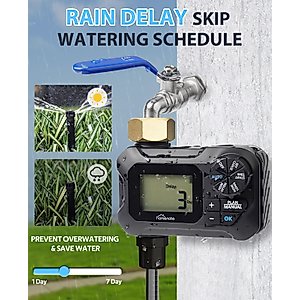 HOMENOTE Sprinkler Timer, Water Timer for Garden Hose, Programmable Hose Timer for Lawn Watering System Automatic Irrigation System with Rain Delay/Manual Mode, IP65 Waterproof